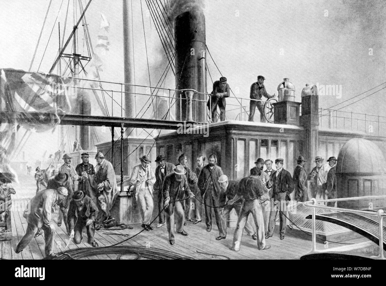 The 'Great Eastern' recovering the lost Atlantic cable, 1866, (c1920 ...