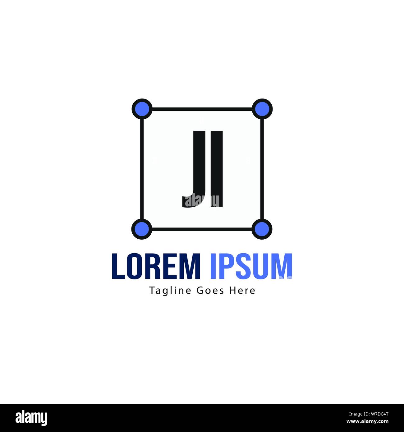 Initial JI logo template with modern frame. Minimalist JI letter logo ...
