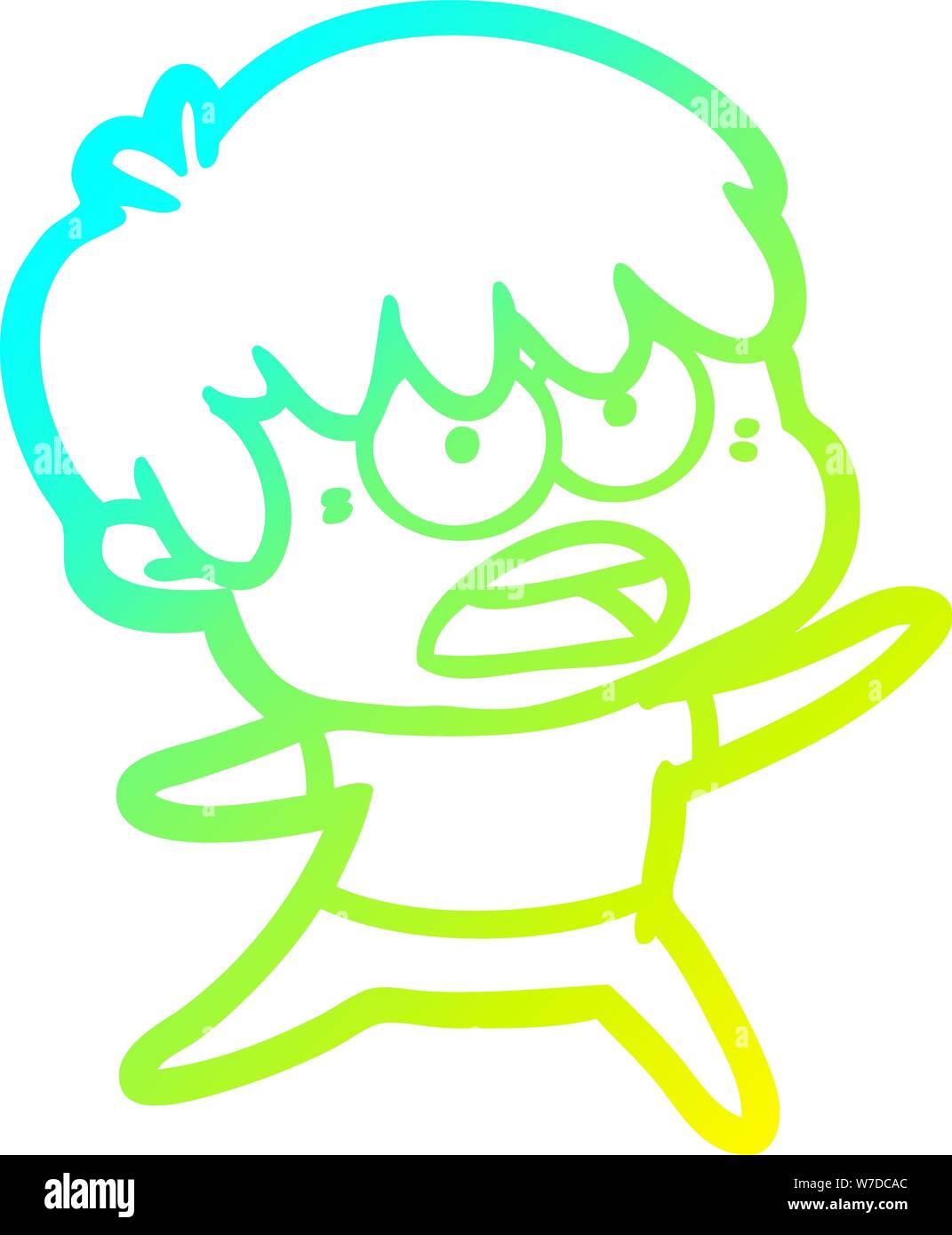 cold gradient line drawing of a worried cartoon boy Stock Vector Image ...