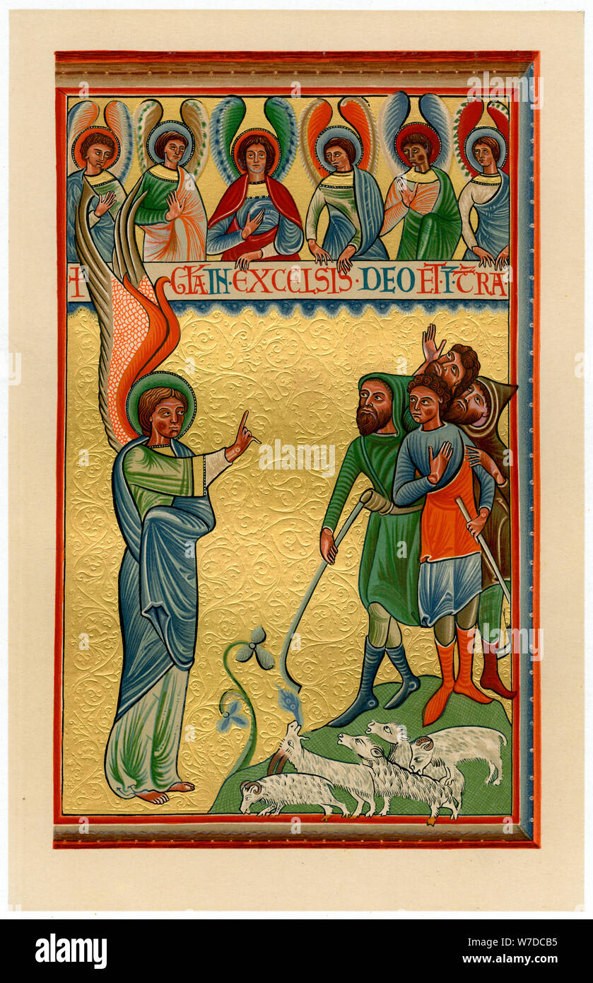 The angel and the shepherds, late 12th century. Artist: Unknown Stock Photo - Alamy