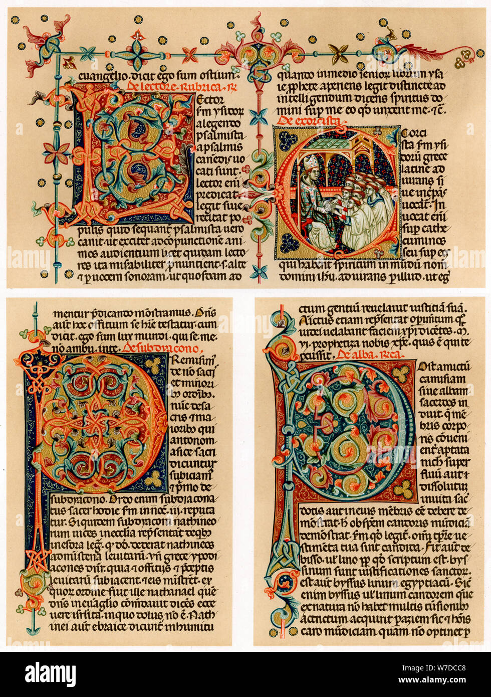 Text page with illuminated initial letters, 14th century. Artist ...