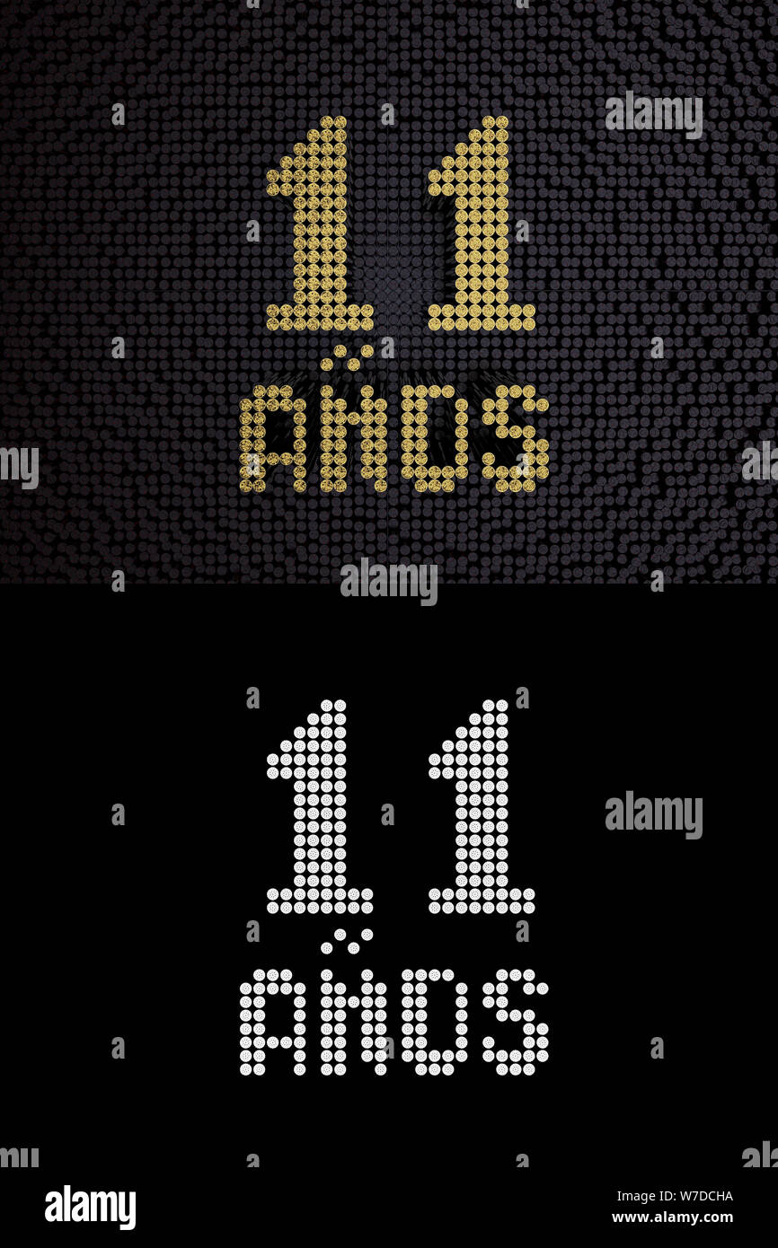 Inscription in Spanish. golden number eleven years (number 11 years ...
