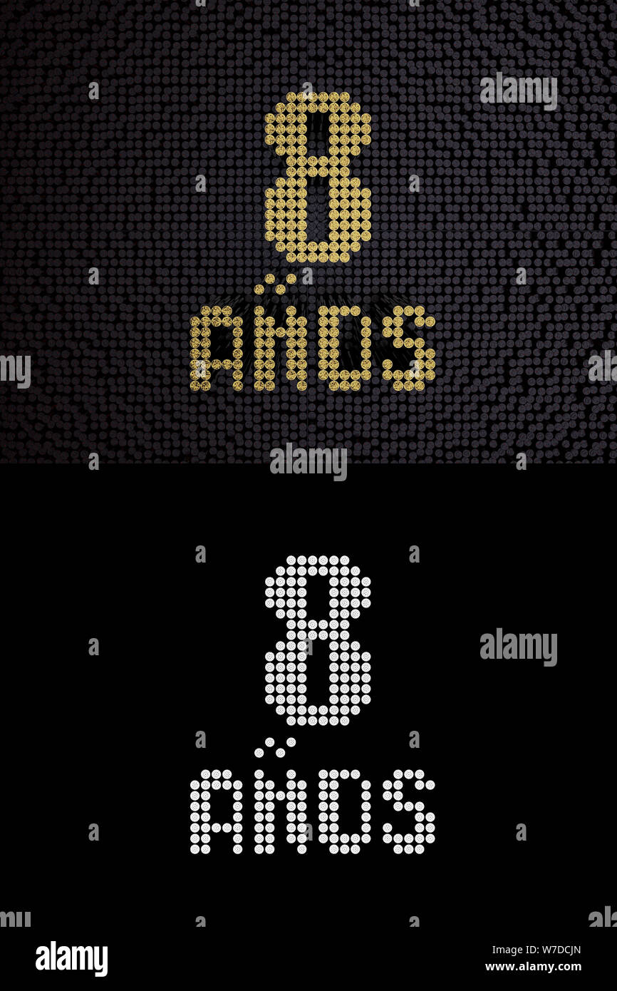 Inscription in Spanish. golden number eight years (number 8 years ...