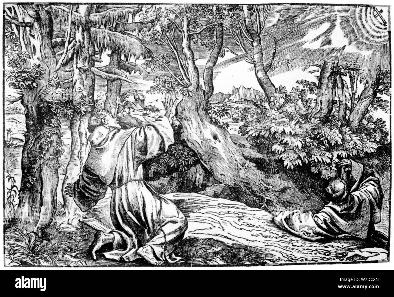 St francis receiving the stigmata Black and White Stock Photos & Images ...