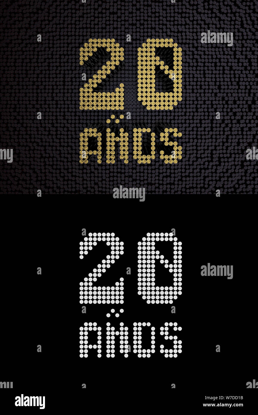 Inscription in Spanish. golden number twenty years (number 20 years ...