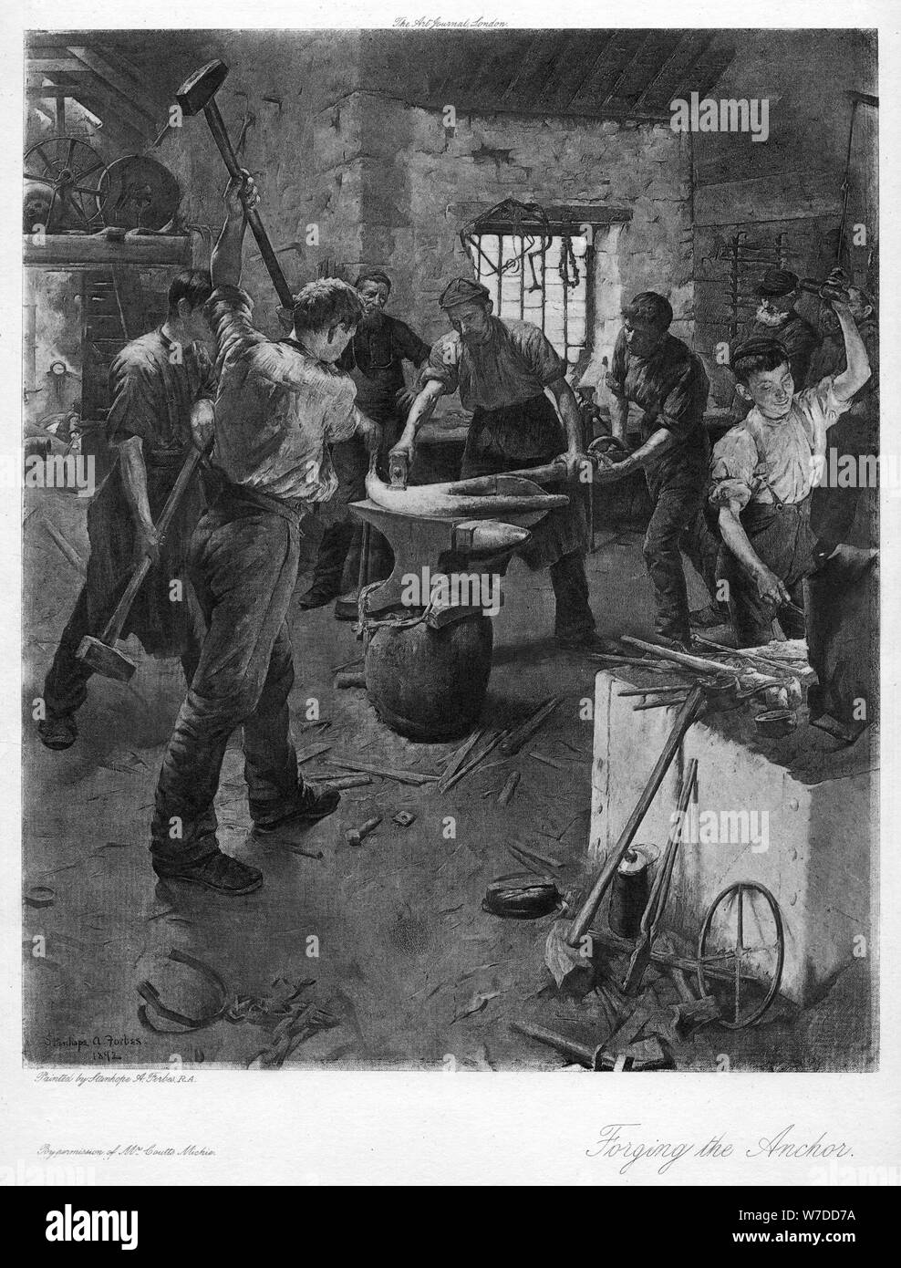 'Forging the Anchor', 20th century.Artist: Stanhope A Forbes Stock ...