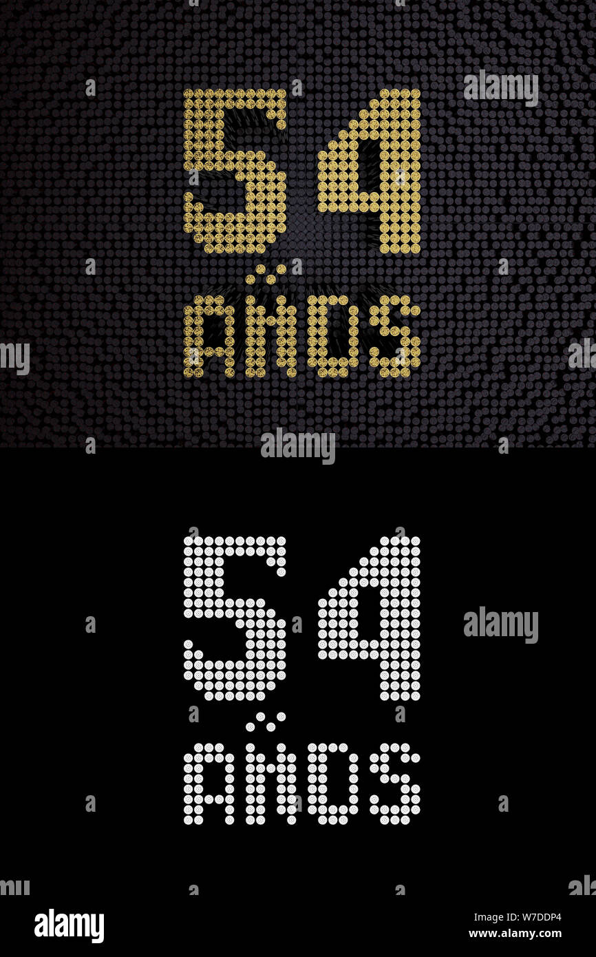 Inscription in Spanish. golden number fifty-four years (number 54 years ...