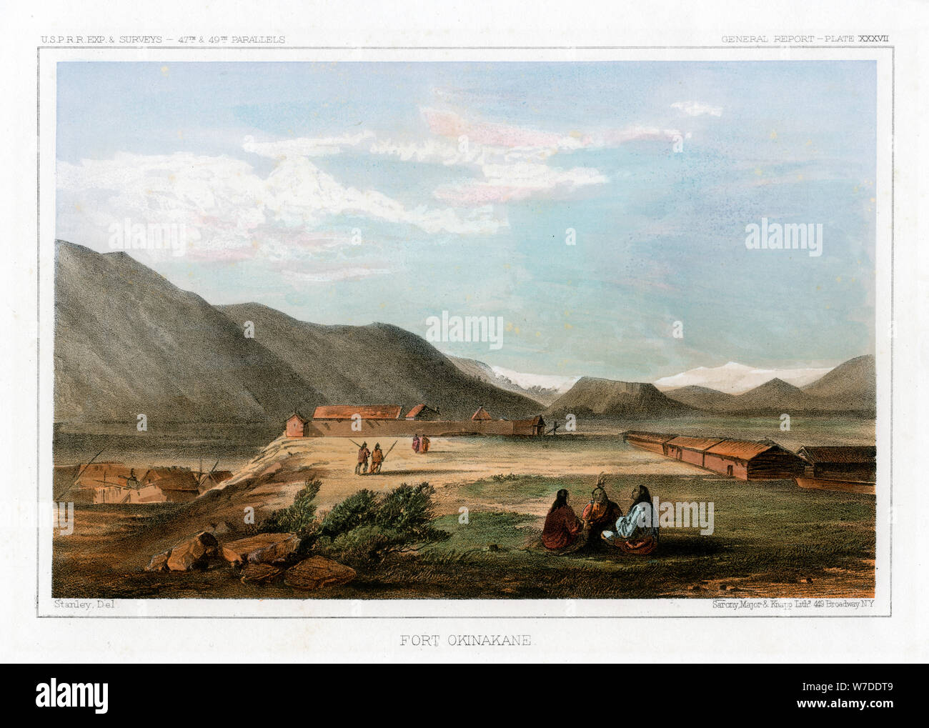 Fort Okinakane, USA, 1856.Artist: John Mix Stanley Stock Photo - Alamy