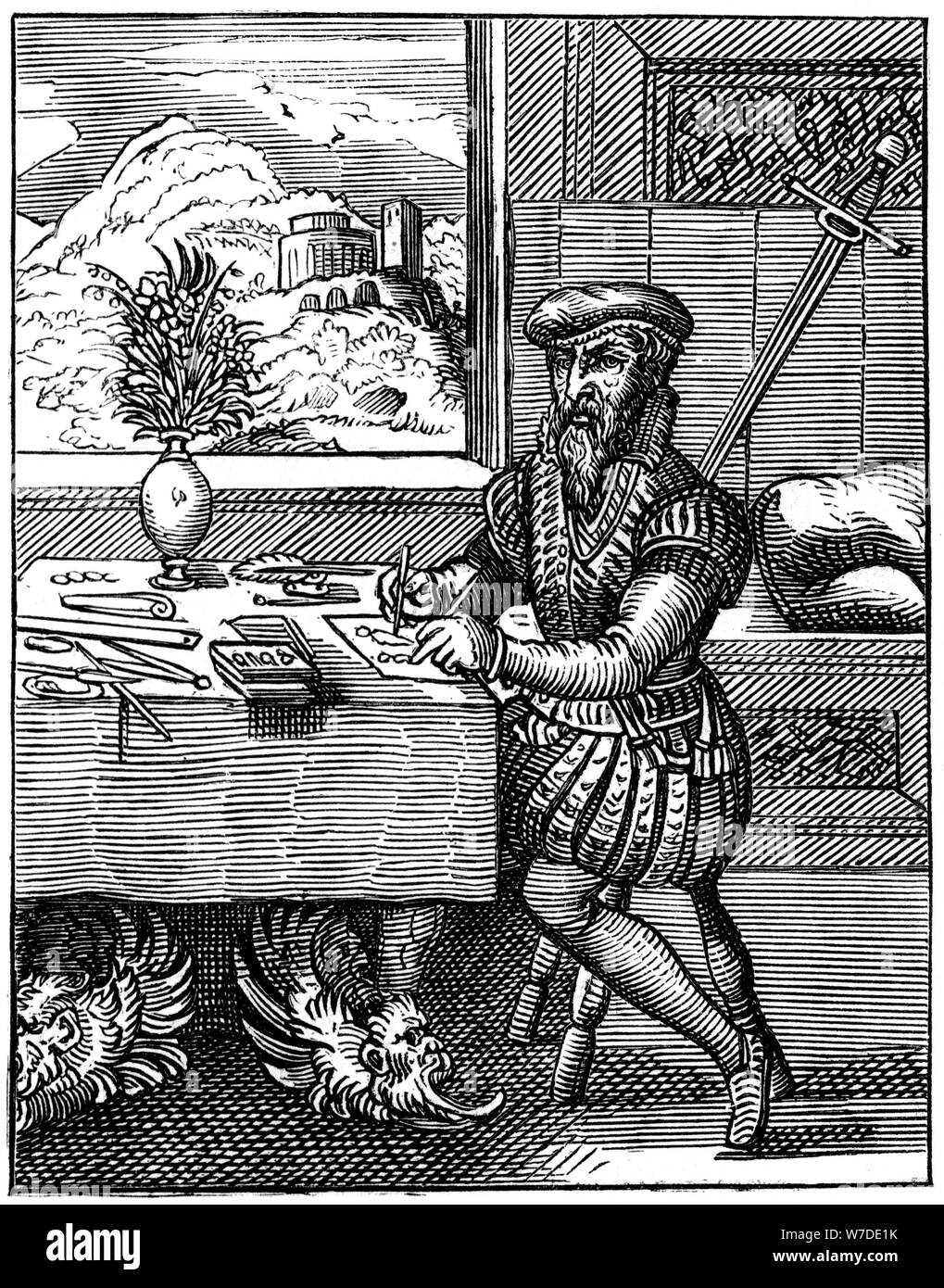 Draughtsman, 16th century (1849).Artist: Jost Amman Stock Photo - Alamy