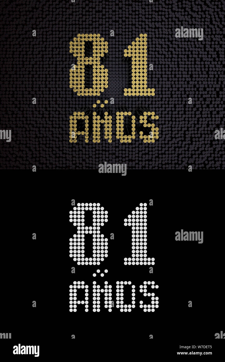 Inscription in Spanish. golden number eighty-one years (number 81 years ...