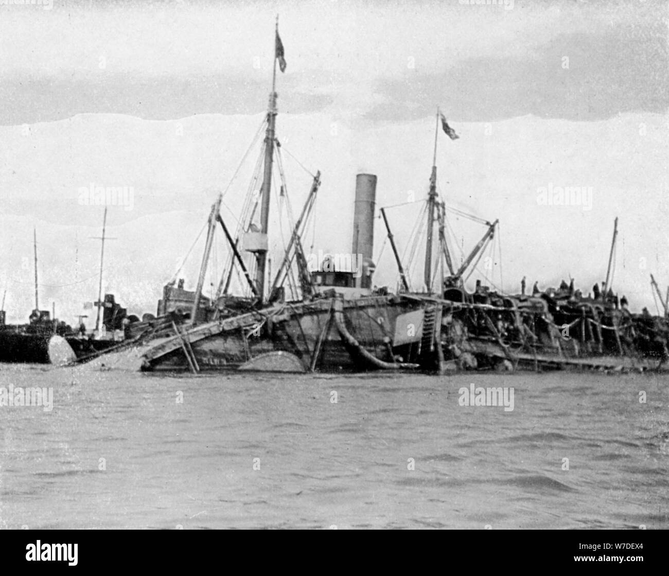 The raising of HMS Gladiator, 1908.Artist: Queen Alexandra Stock Photo ...