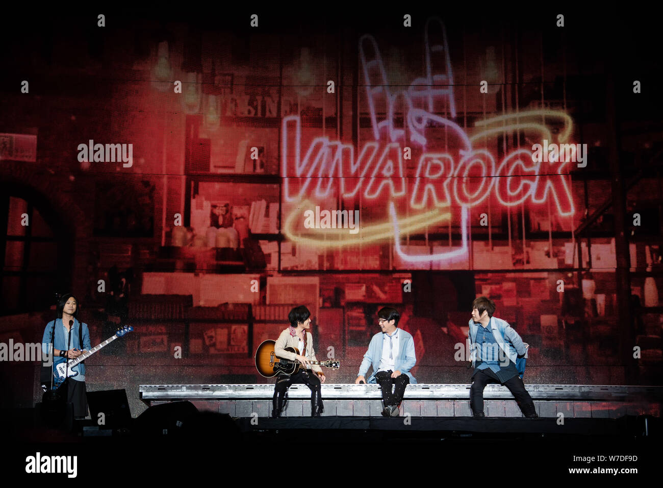 Members of Taiwanese rock band Mayday perform at the Life Tour 2017 ...
