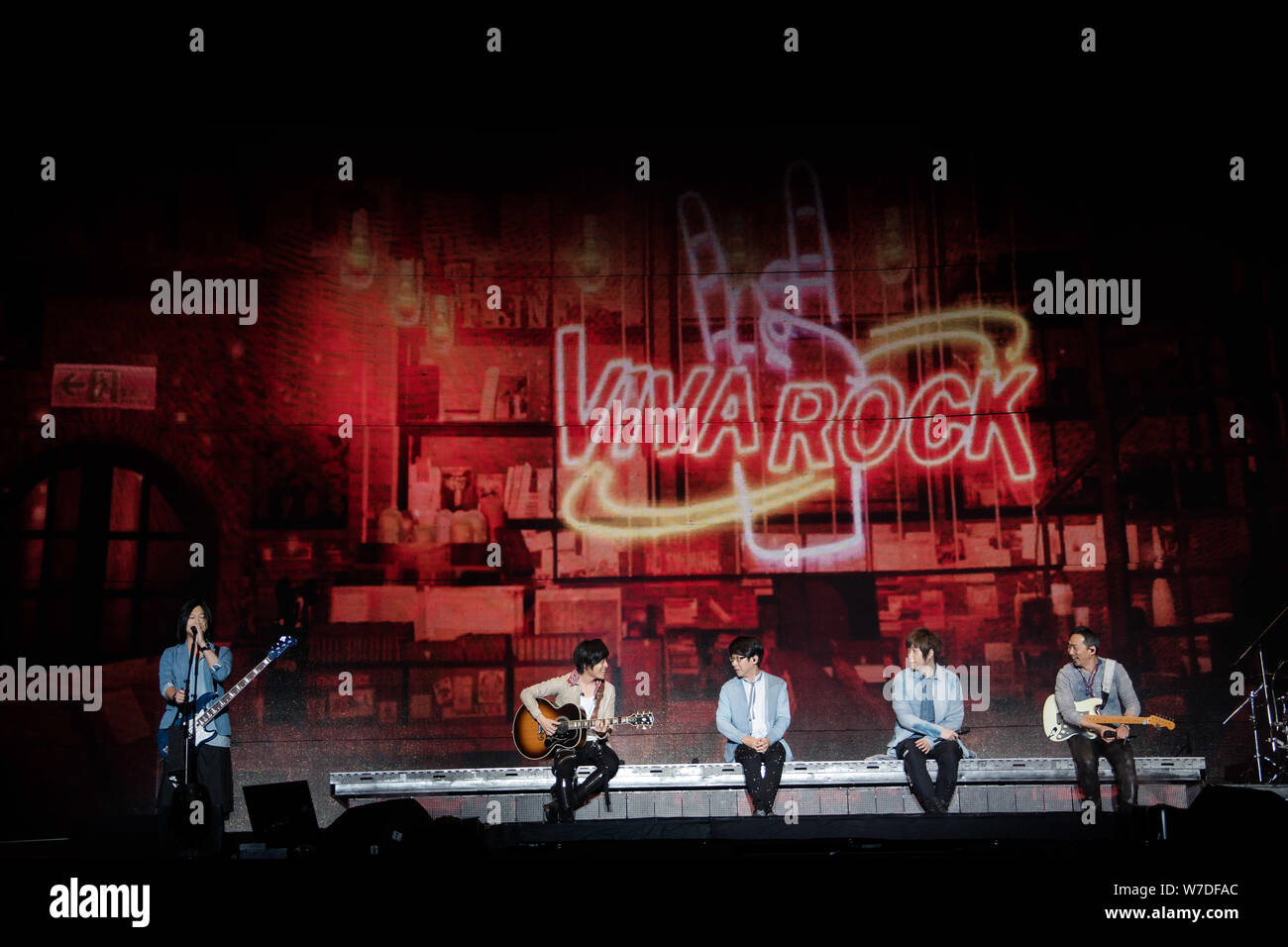 Members of Taiwanese rock band Mayday perform at the Life Tour 2017 ...