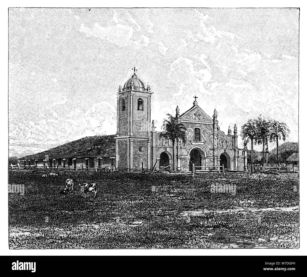 Rural church engraving hi-res stock photography and images - Alamy