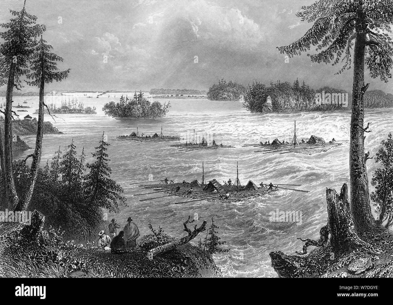 The junction of the Ottawa and St Lawrence rivers, Canada, 1842.Artist ...