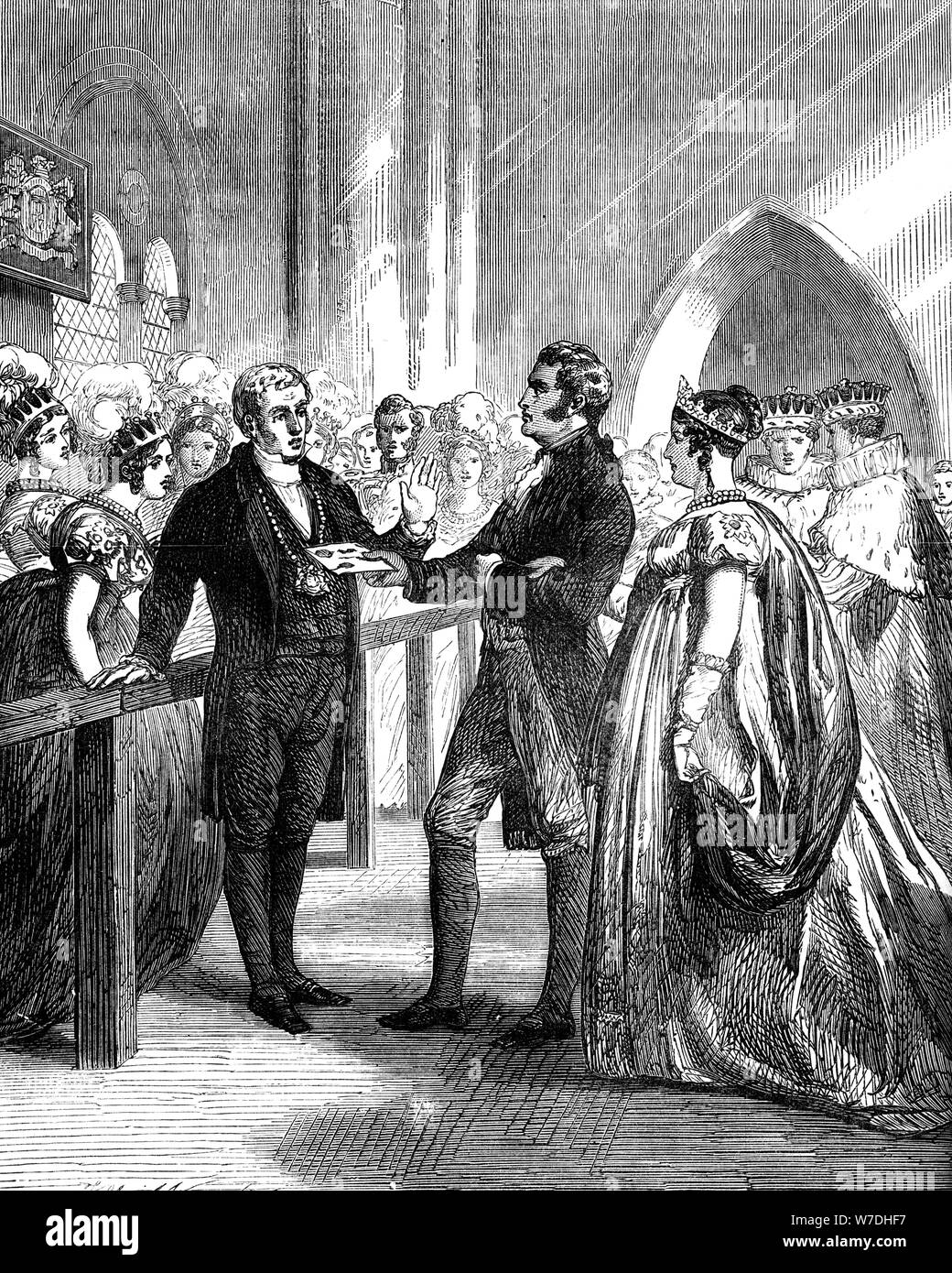 Queen Caroline (1768-1821) being turned away from Westminster Abbey ...