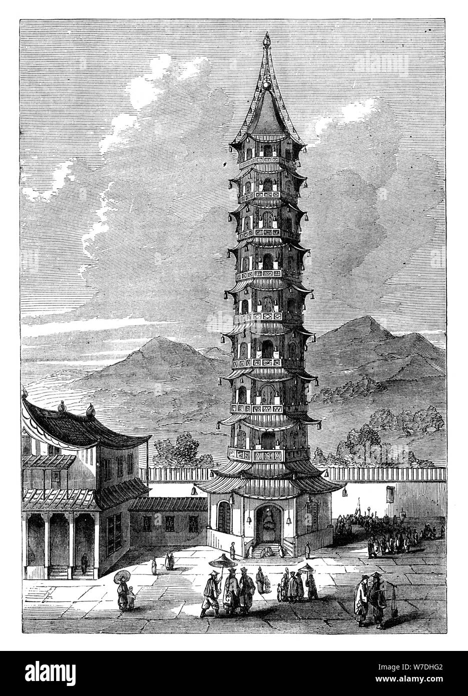 The porcelain tower of nanjing Black and White Stock Photos & Images ...