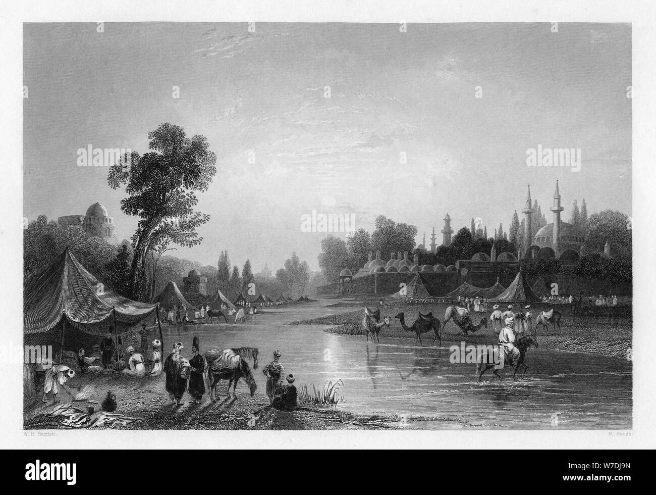 The Barrada River, (the ancient Pharpar), Damascus, Syria, 1841.Artist ...