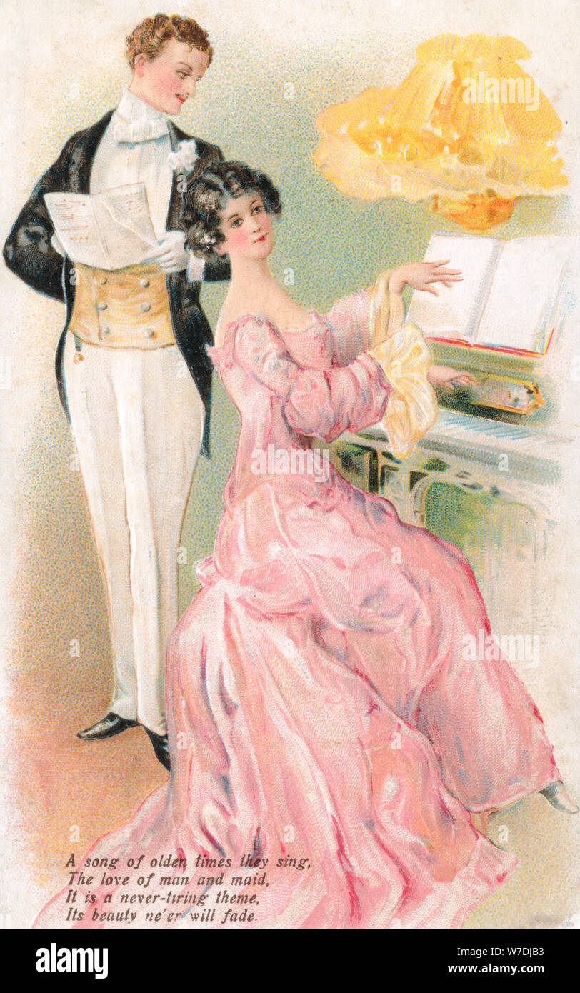 Couple singing at piano hi-res stock photography and images - Alamy