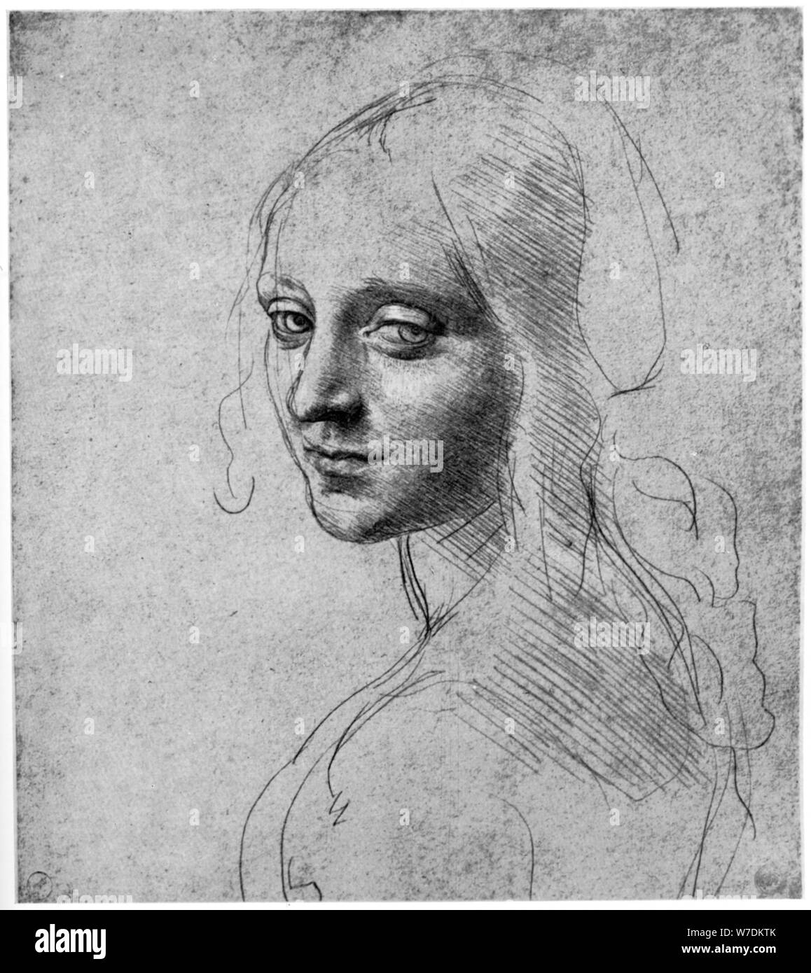 Study of a girl's head, c1483 (1954). Artist: Leonardo da Vinci Stock ...