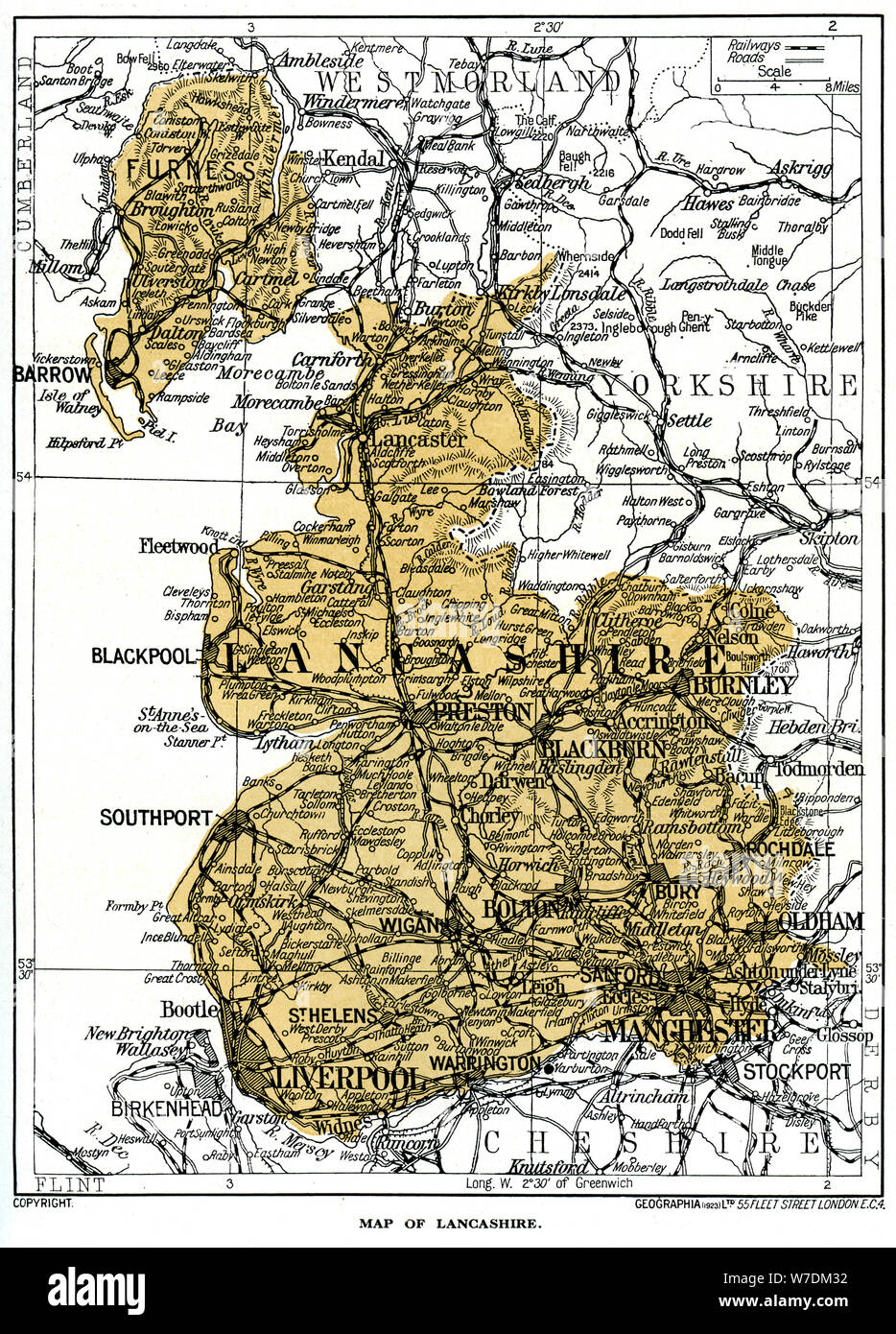 Map of Lancashire, 1924-1926. Artist: Unknown Stock Photo - Alamy
