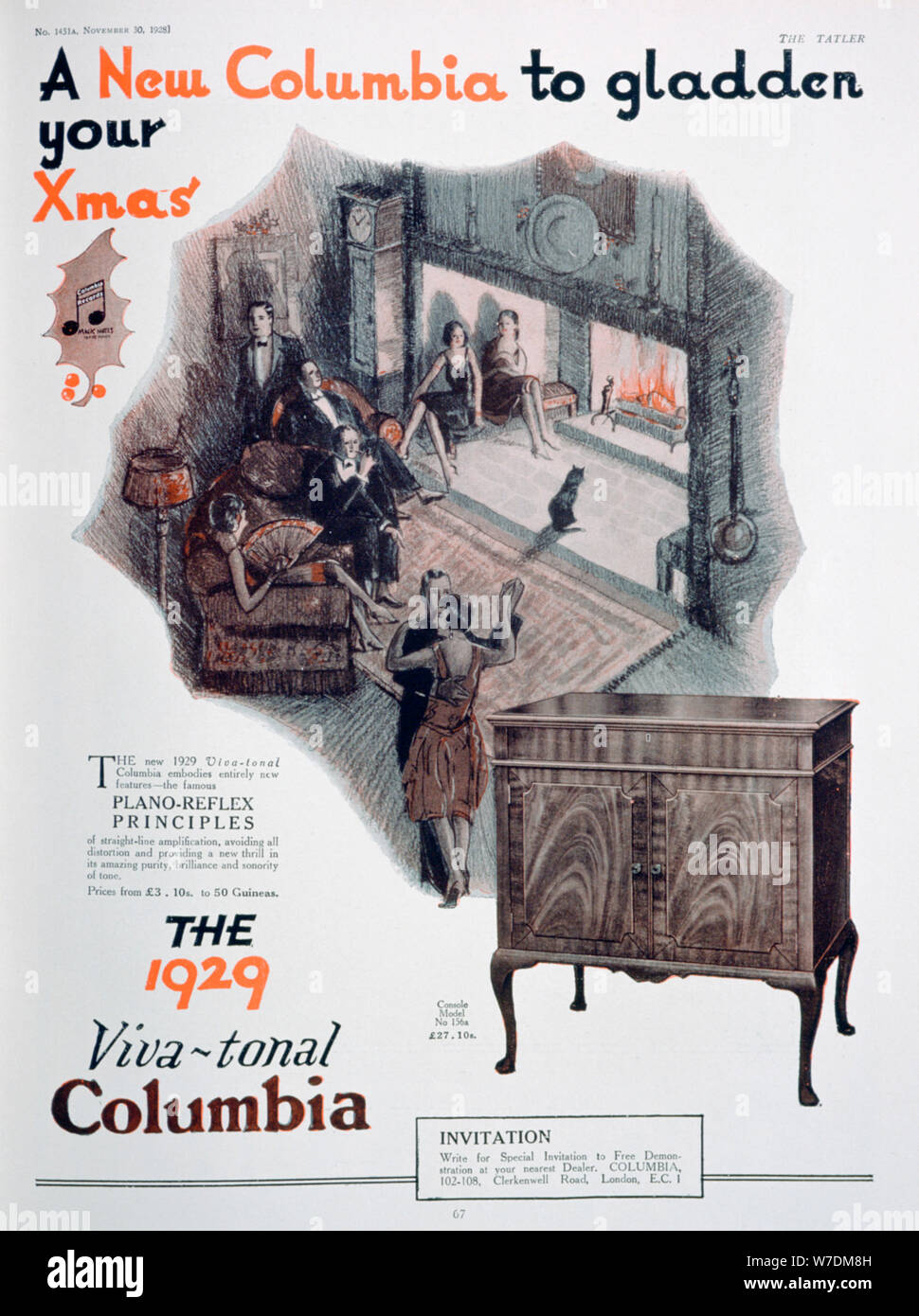 Christmas advert for Columbia gramophones, 1928. Artist: Unknown Stock ...