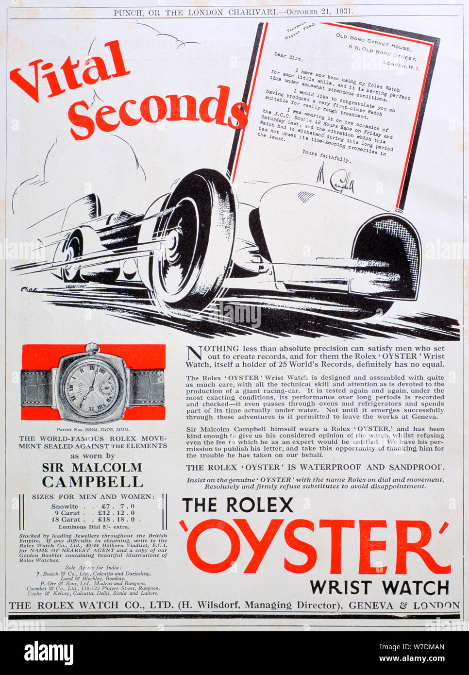 Rolex 'Oyster wristwatch advert, 1931. Artist: Unknown Stock Photo - Alamy