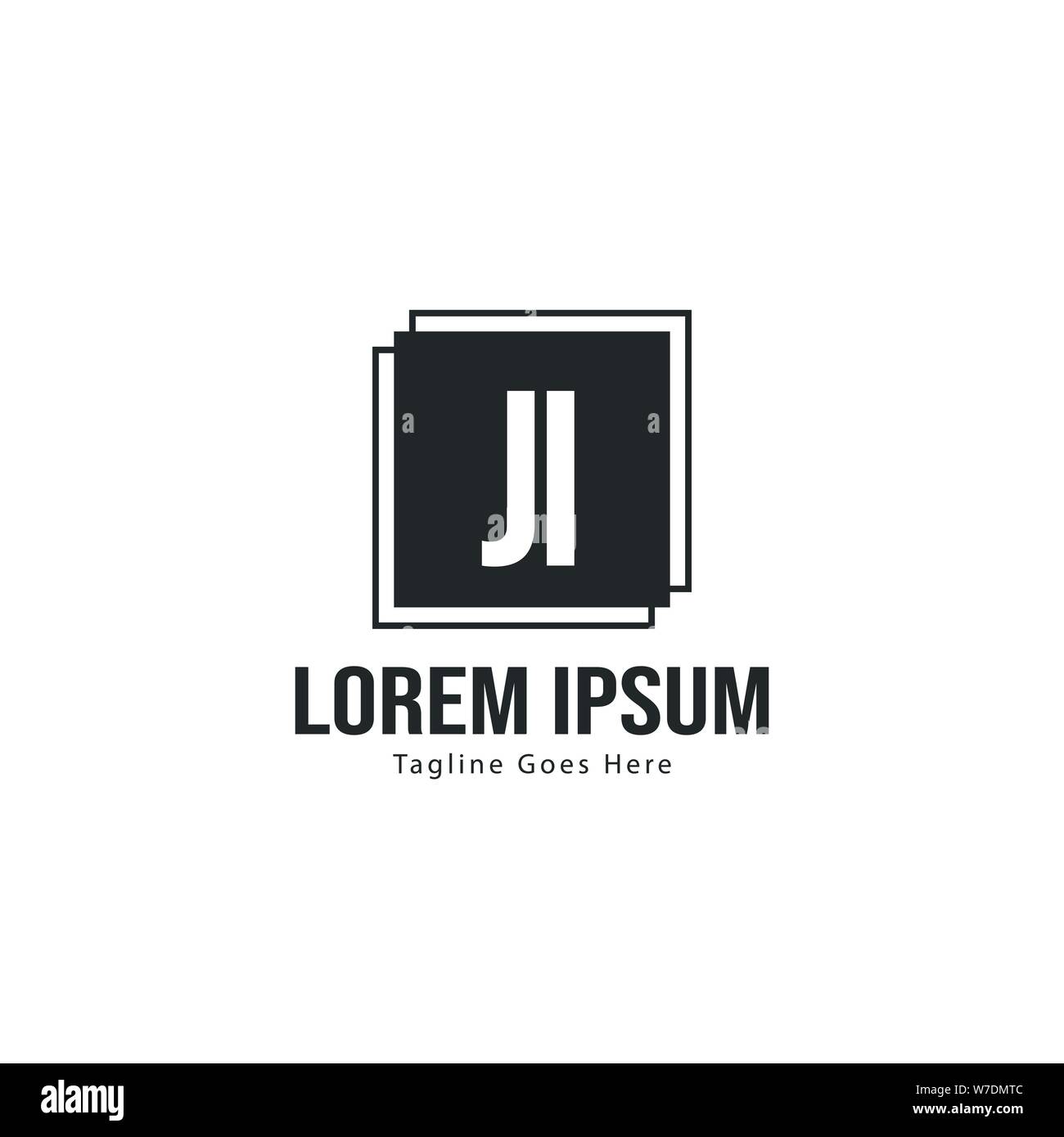 Initial JI logo template with modern frame. Minimalist JI letter logo ...