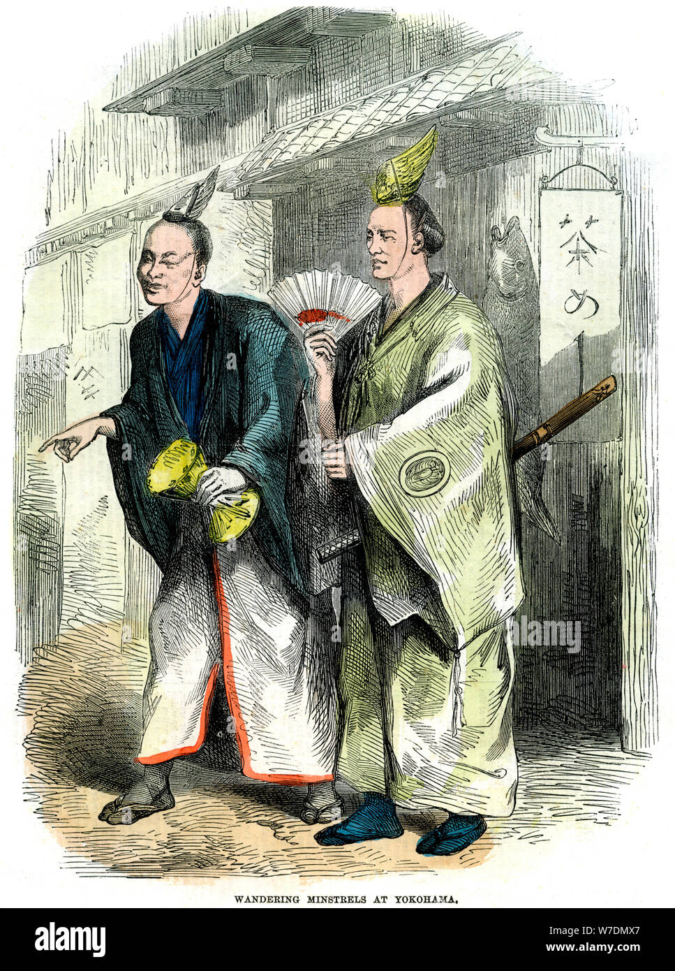 'Wandering minstrels at Yokohama', Japan, 1864. Artist: Unknown Stock ...