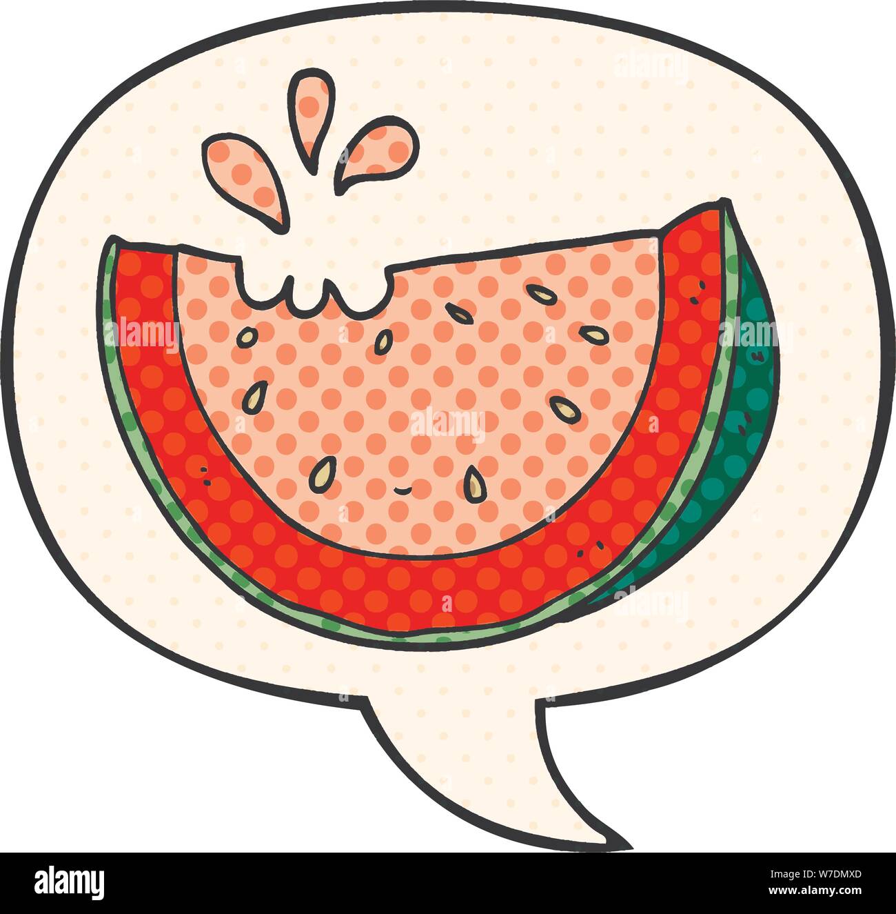cartoon watermelon with speech bubble in comic book style Stock Vector ...