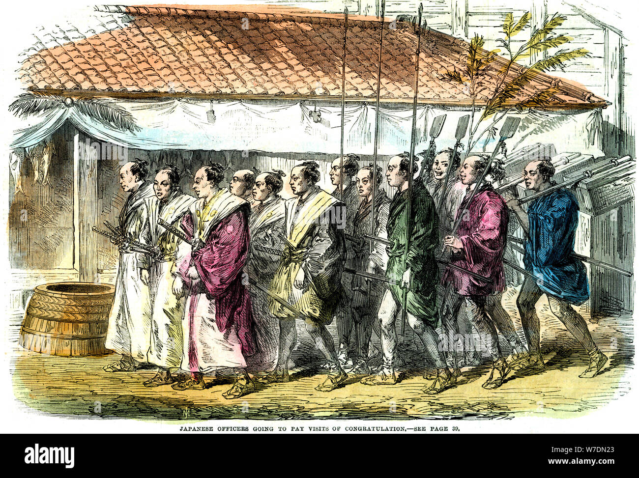 'Japanese officers going to pay visits of congratulation', Japan, 1865 ...