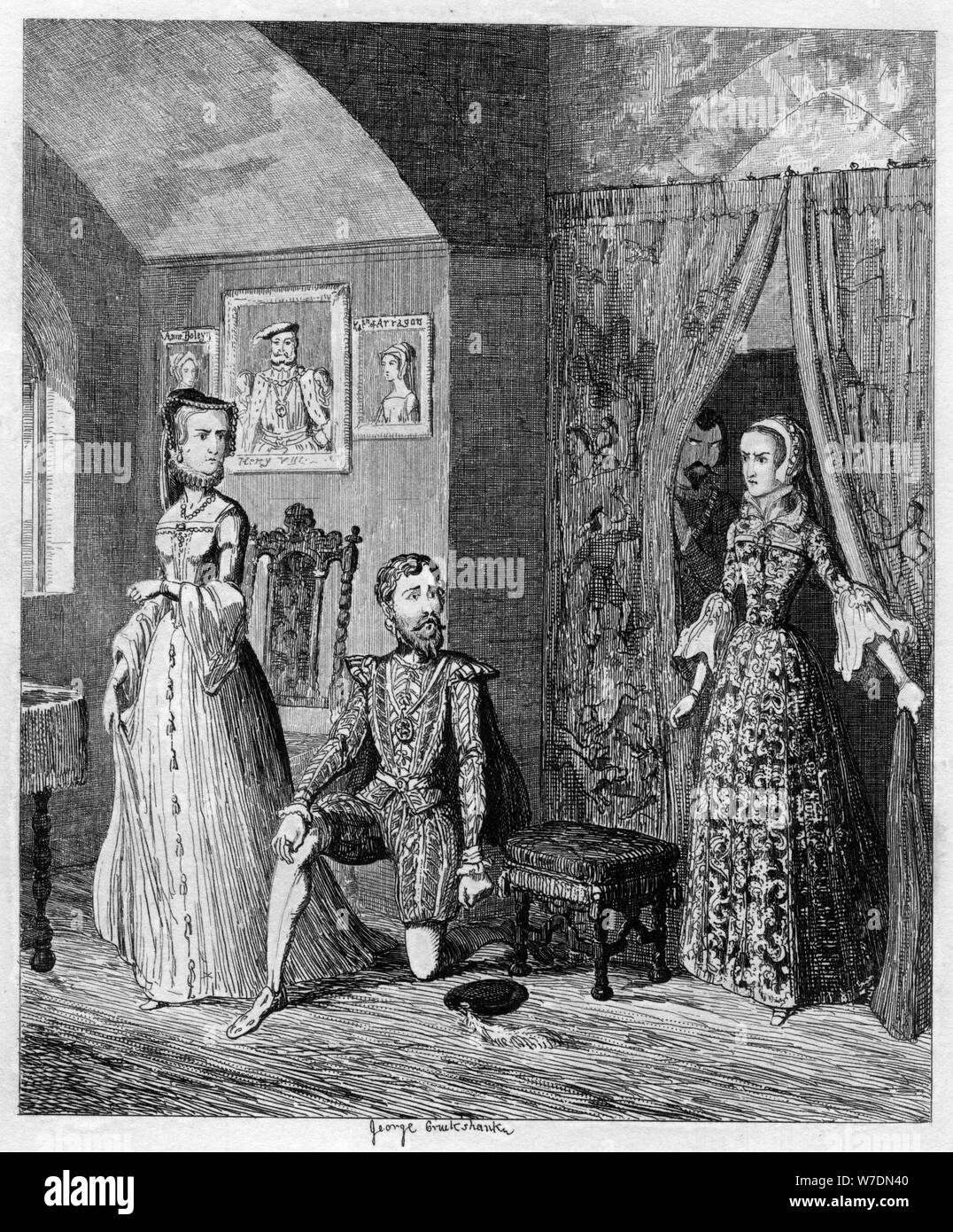 Queen Mary surprising Courtenay and the Princess Elizabeth, 1553-1555 ...