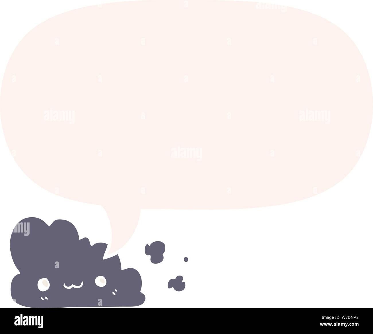 cute cartoon cloud with speech bubble in retro style Stock Vector Image ...