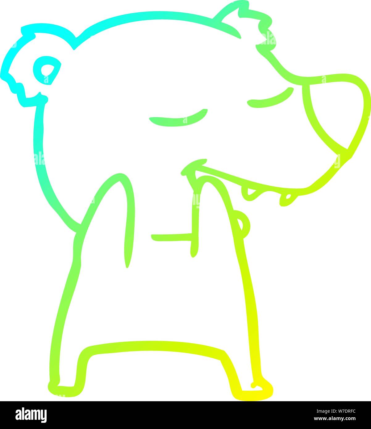 cold gradient line drawing of a cartoon bear Stock Vector Image & Art ...