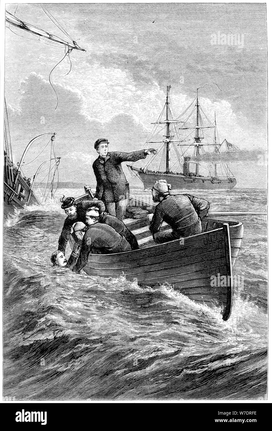 Boat of the 'Deerhound' rescuing Captain Raphael Semmes, 1864 (c1880 ...
