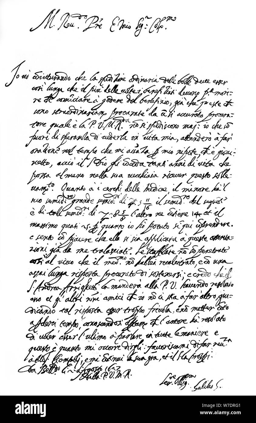 Letter by Galileo Galilei, 1627 (1865).Artist: Frederick George ...