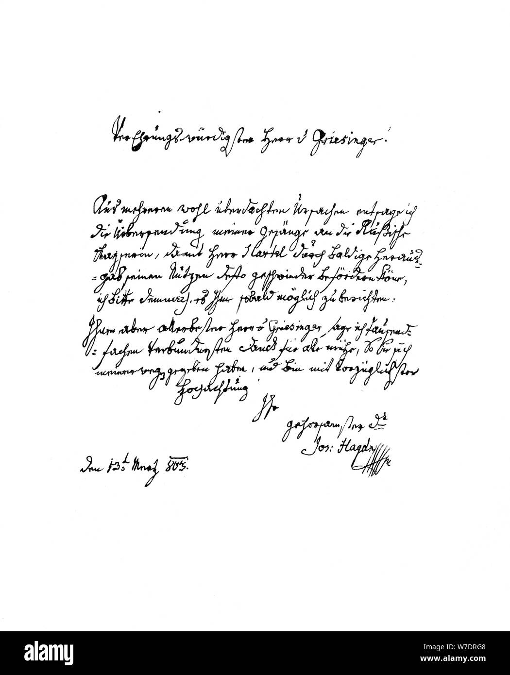 Letter by Francis Joseph Haydn to Herr von Griesinger, 1803 (1865 ...