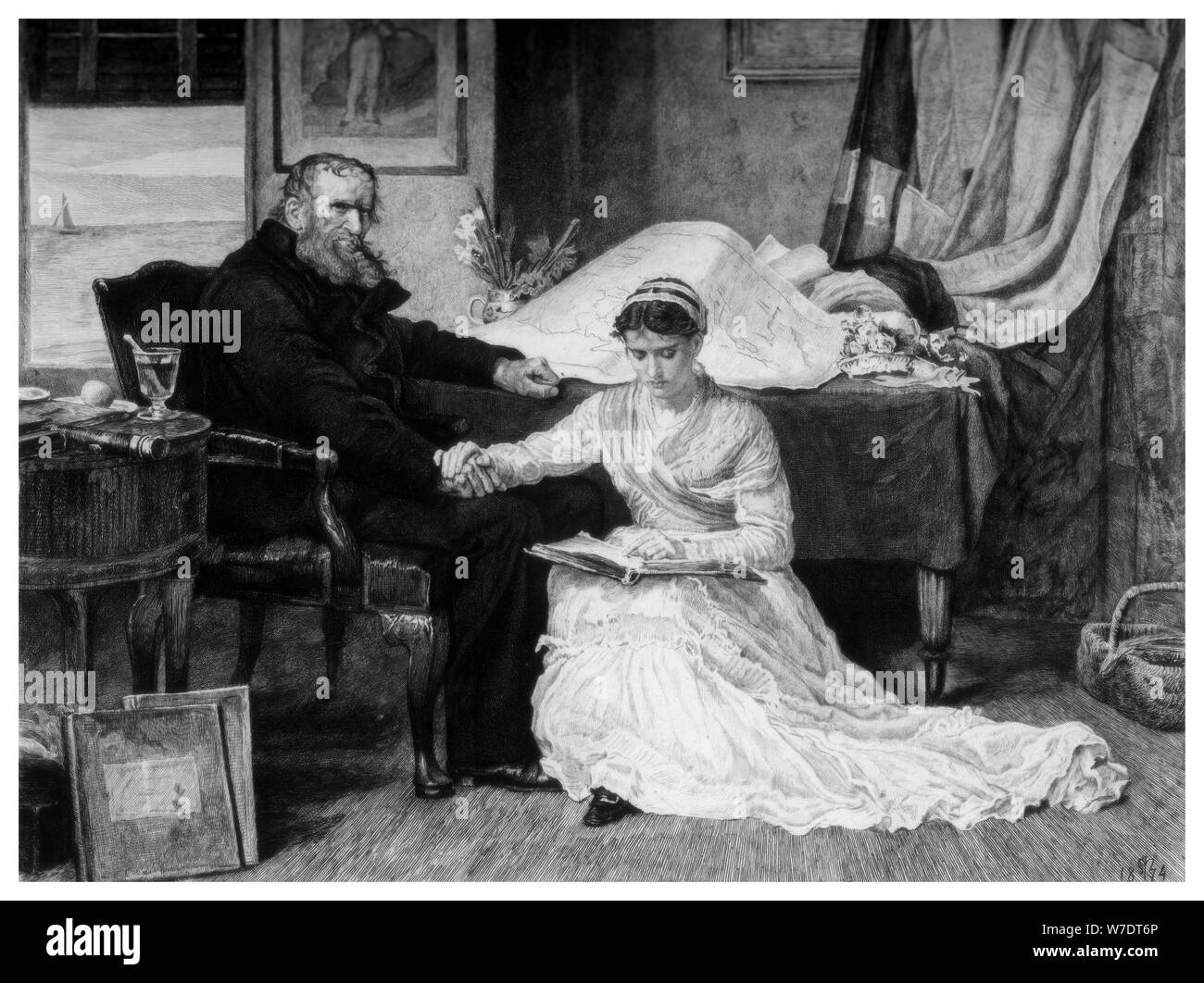 Victorian woman reading painting hi-res stock photography and images - Alamy