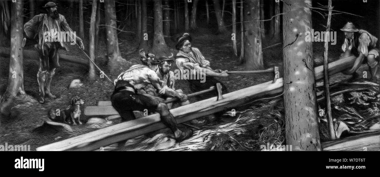 'The Wood Cutters', c1880-1882.Artist: Hubert von Herkomer Stock Photo ...