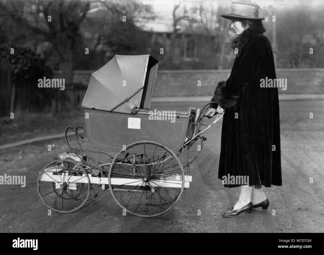 An electrically-powered perambulator, 1921. Artist: Unknown Stock Photo ...