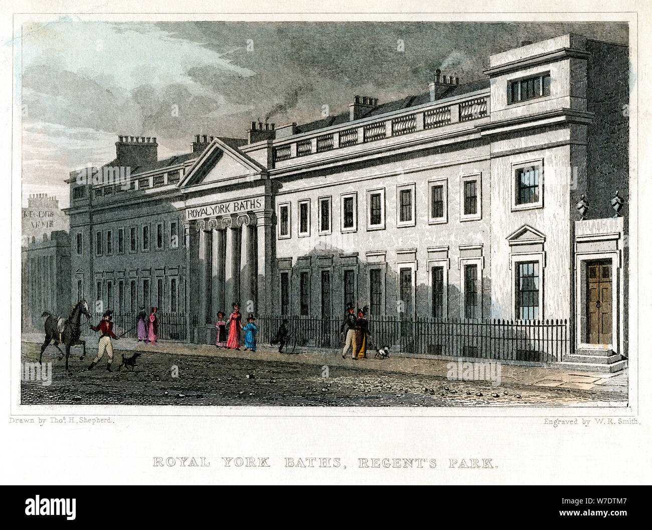 Royal York Baths, Regents Park, London, 1828.Artist: WR Smith Stock ...