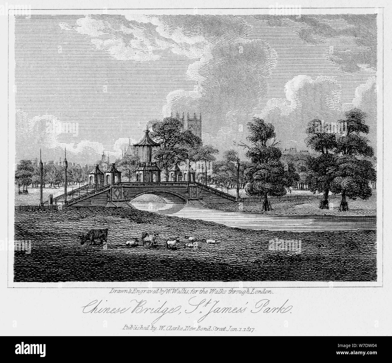 Chinese Bridge, St James's Park, Westminster, London, 1817.Artist: W ...