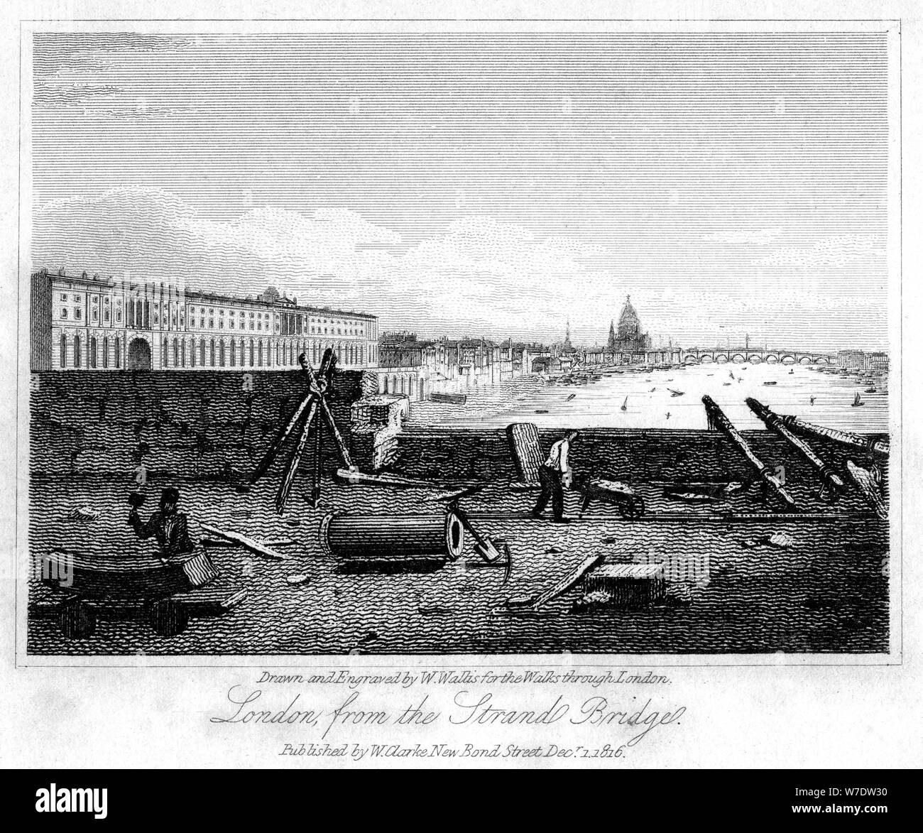 London from the Strand Bridge, 1816.Artist: W Wallis Stock Photo - Alamy