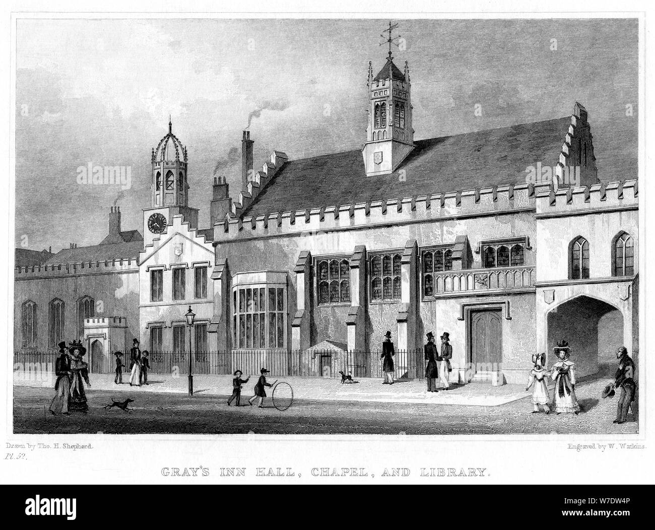 Gray's Inn Hall, Chapel, and Library, London, 19th century.Artist: W ...