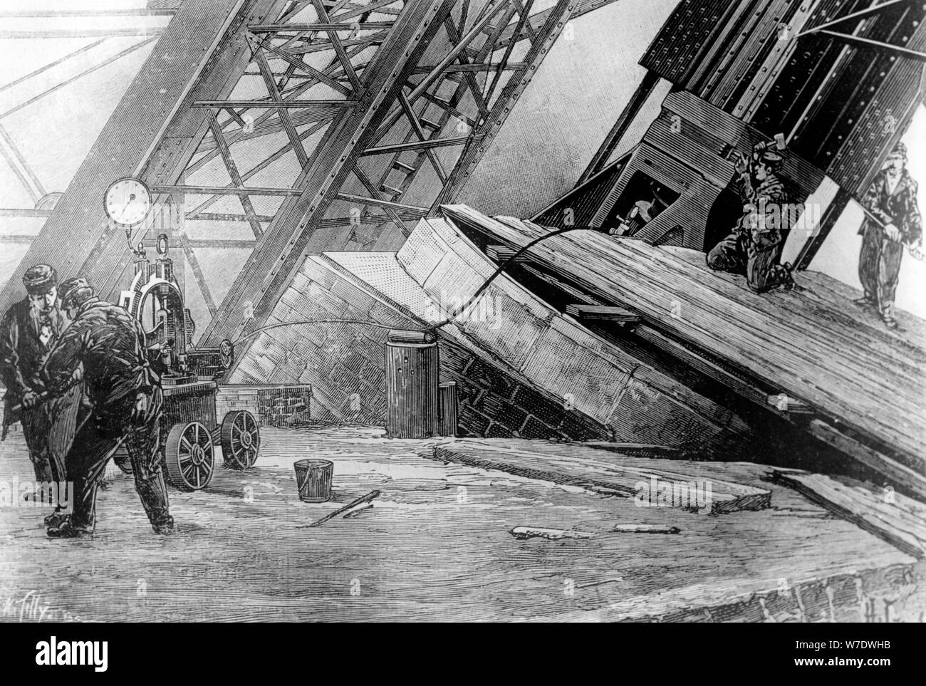 Men at work on the Eiffel Tower, Paris, 1888-1889. Artist: Unknown ...