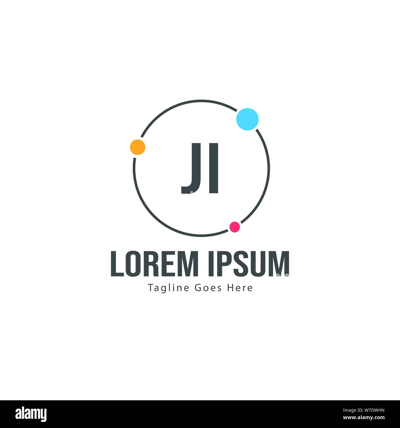 Initial JI logo template with modern frame. Minimalist JI letter logo ...