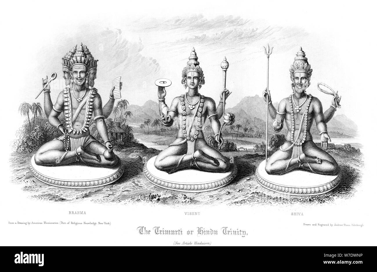 The Trimurti or Hindu Trinity.Artist: Andrew Thomas Stock Photo - Alamy