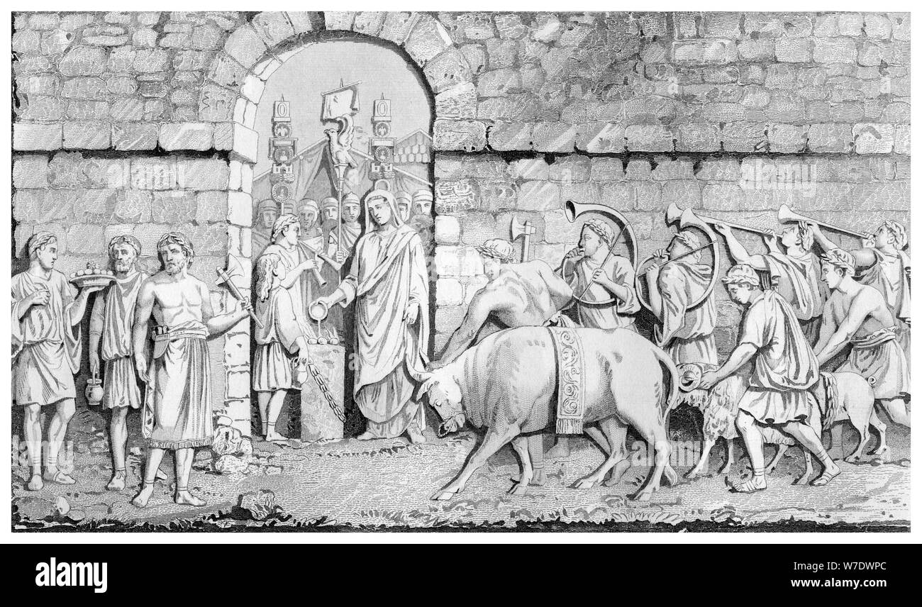 'The Great Sacrifice of the Romans on Undertaking a War'.Artist: James ...