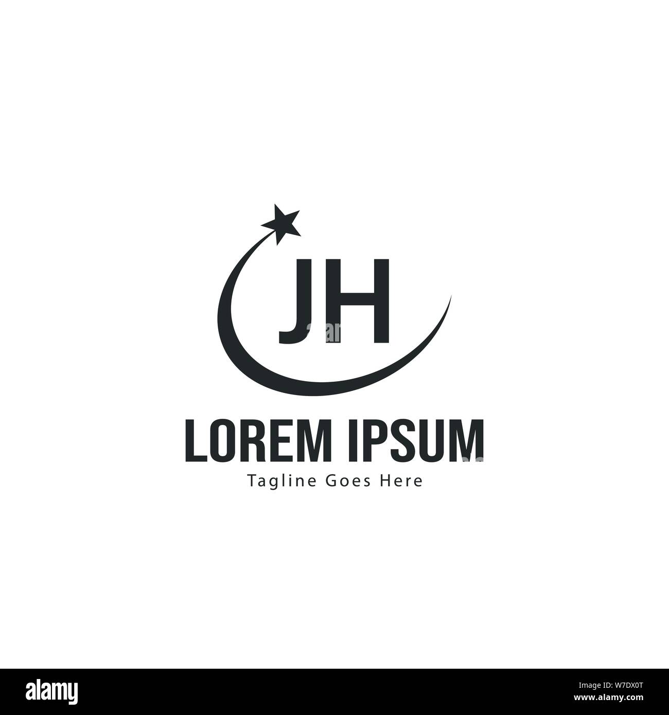 Initial JH logo template with modern frame. Minimalist JH letter logo ...