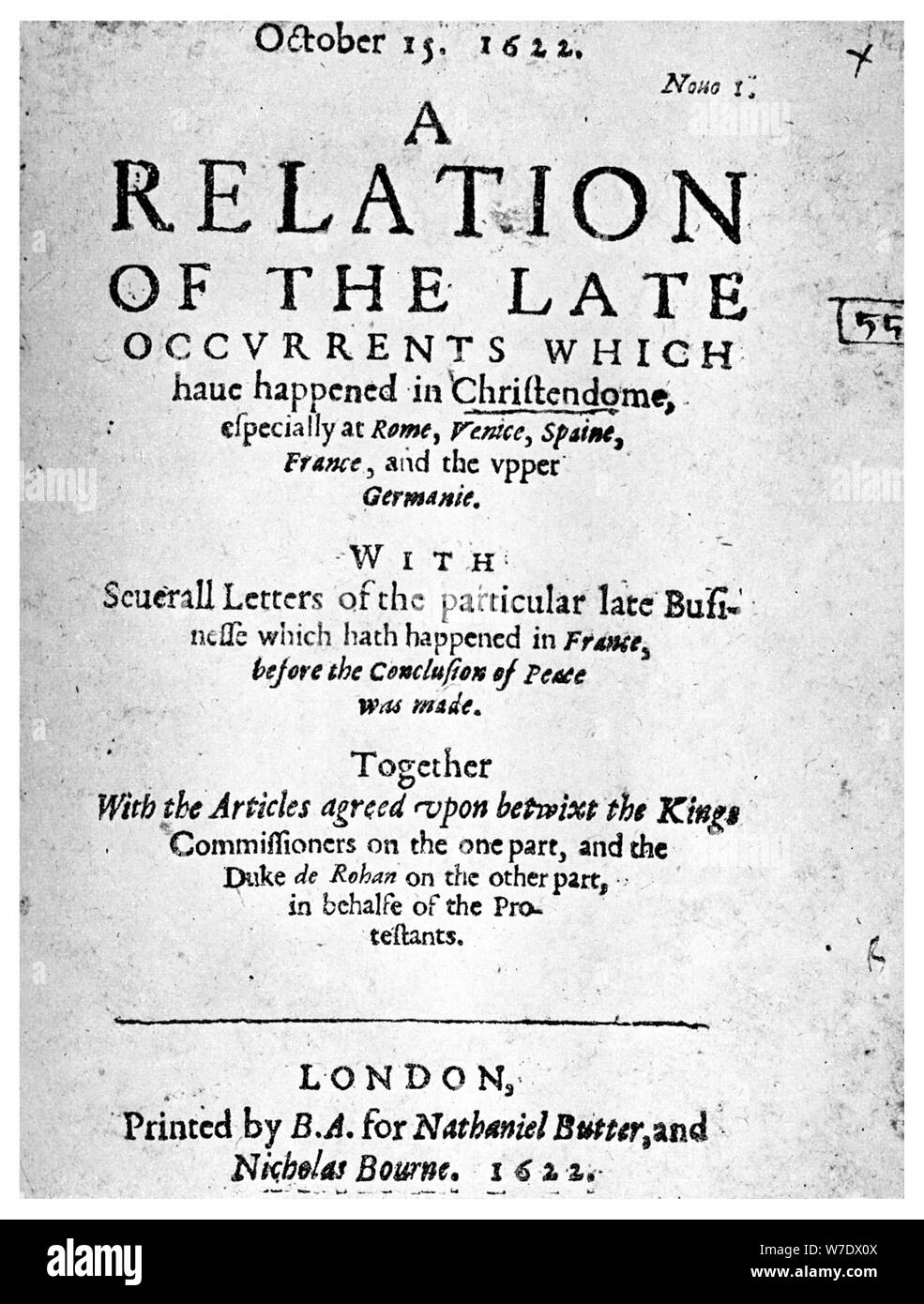 English news book, 1622 (1956). Artist: Unknown Stock Photo - Alamy